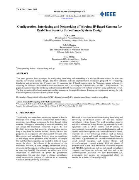 Pdf Configuration Interfacing And Networking Of Wireless Ip Based Camera For Real Time