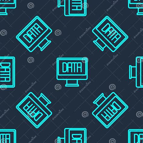 Green Line Data Analysis Icon Isolated Seamless Pattern On Blue
