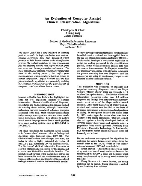Pdf An Evaluation Of Computer Assisted Clinical Classification Algorithms