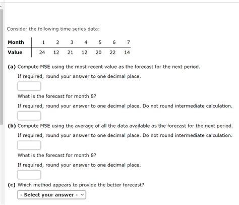 Solved Consider The Following Time Series Data A Compute