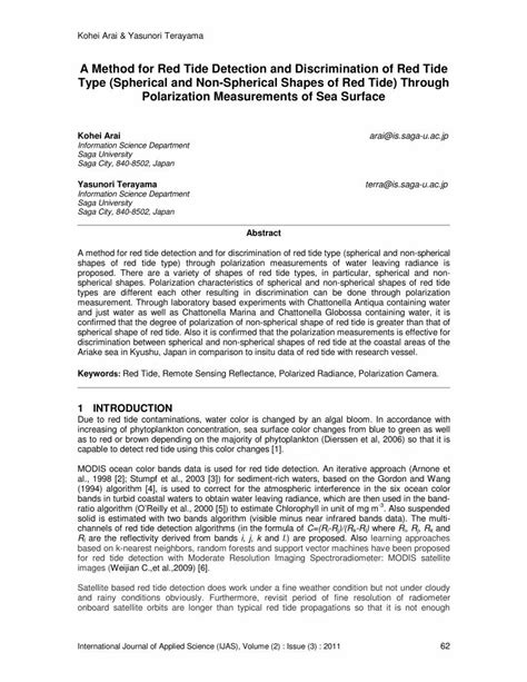 Pdf A Method For Red Tide Detection And Discrimination Of Red Tide