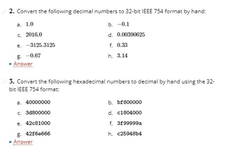 solved 2 convert the following decimal numbers to 32 bit