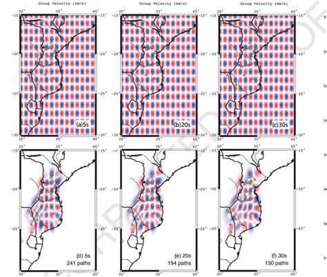 Checkerboard Tests For Wave Periods Of T ∼ 5 20 And 30 S The Maps
