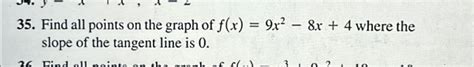 solved find all points on the graph of f x 9x2 8x 4 ﻿where