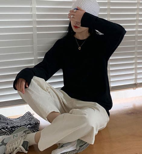 메가플레이스 빅사이즈 Xxl 오버핏 무지라운드 긴팔롱티 기본 박스티