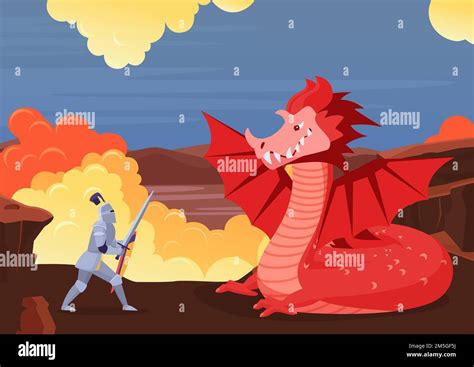 How To Draw A Knight Fighting A Dragon