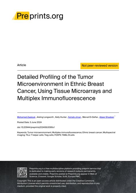 pdf detailed profiling of the tumor microenvironment in ethnic breast