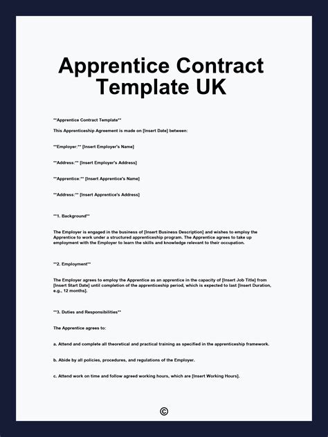 Apprentice Contract Template Uk
