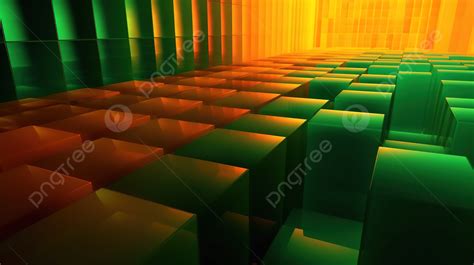 주황색 및 녹색 광선이 있는 3d 큐브 벽 강한 빛으로 프로파일링된 녹색 및 주황색 세로 사각형 그룹의 3d 그림 고화질 사진 사진 배경 일러스트 및 사진 무료 다운로드