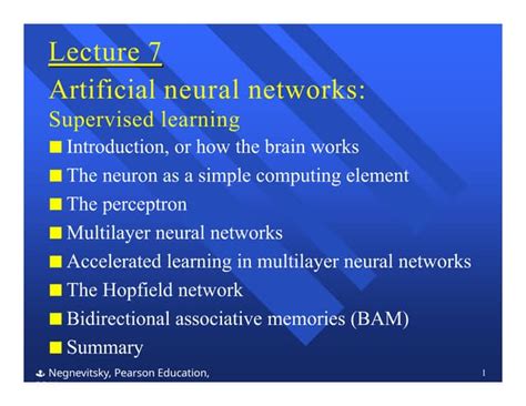 Artificial Neural Networks Supervised Learning Ppt