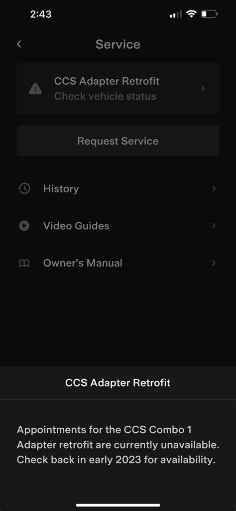 Ccs Adapter Retrofit Appointments In Tesla App None Until 2023 R