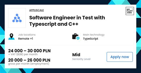 Software Engineer In Test With Typescript And C Job Testing Appliscale Kraków No Fluff