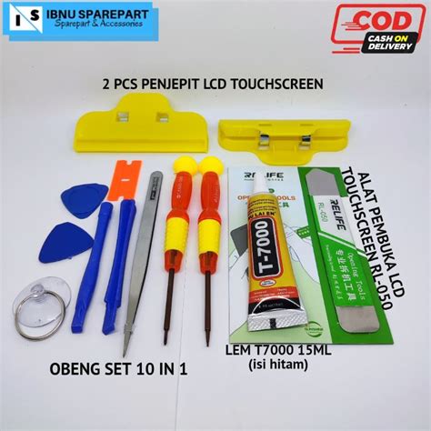Jual Komplit Obeng Set Hp 10 In 1 Penjepit Lcd Lem T7000 15ml