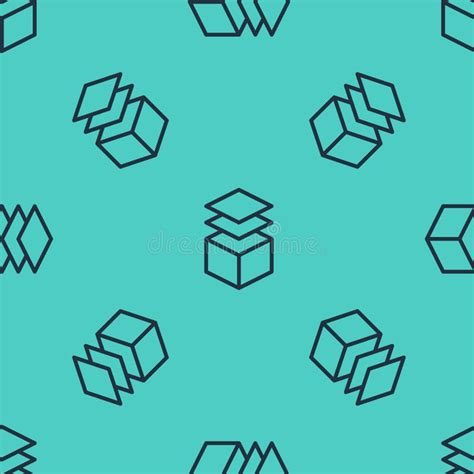 Black Line Layers Icon Isolated Seamless Pattern On Green Background