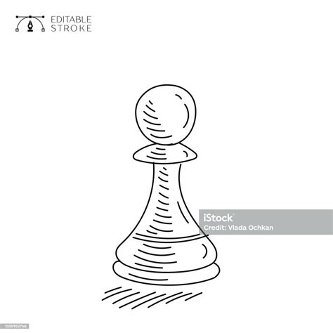 라인 스타일의 폰 체스 벡터 아이콘입니다 편집 가능한 획 검은색에 대한 스톡 벡터 아트 및 기타 이미지 검은색 경기 스포츠 그랜드마스터 체스 Istock
