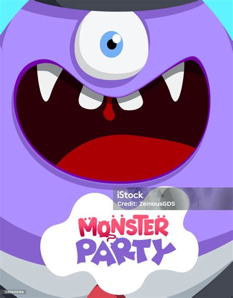 몬스터 파티 외계인 벡터 컨셉 디자인 괴물 파티 텍스트 소름 이상한 캐릭터 생물 에 대한 아이들 공포 생일 축하 인사말 디자인