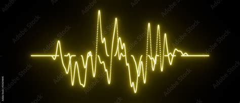 Yellow Neon 3d Abstract Wireframe Sound Waves Visualization Of Frequency Dots Signals Audio