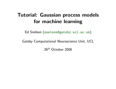 Tutorial Gaussian Process Models For Machine Learning Docslib