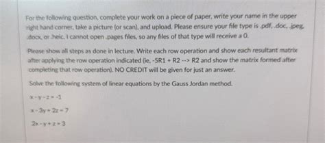 Solved For The Following Question Complete Your Work On A