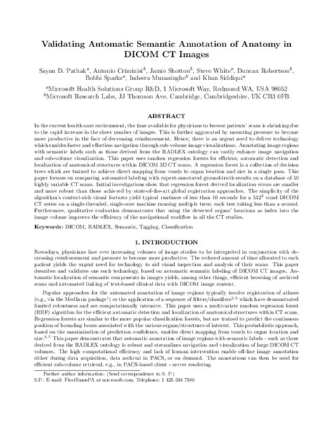 Pdf Validating Automatic Semantic Annotation Of Anatomy In Dicom Ct