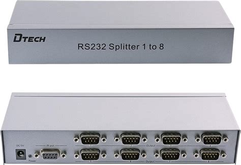 Dtech Serial Splitter 8 Port Industrial Rs232 Expander Com Port Switch Box With Power Adapter