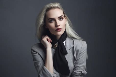 Premium Ai Image Fashionable Woman On Grey Background