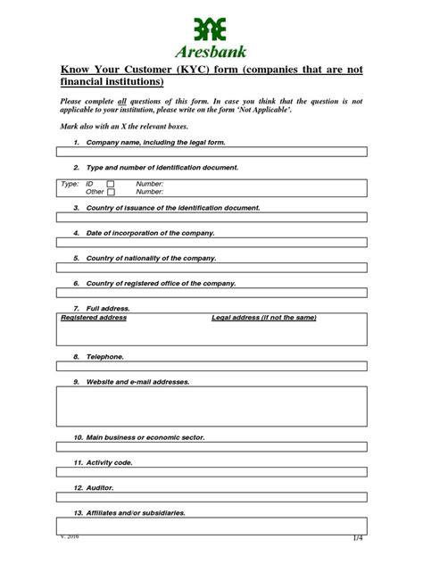 Kyc Aml Questionnaire Companies 26 01 2016 Pdf Identity Document
