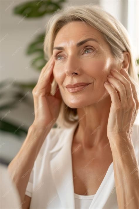 Premium Photo Beautiful Mature Australian Woman Looking At Mirror At Home