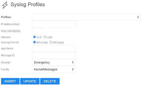 syslog profiles varius message router