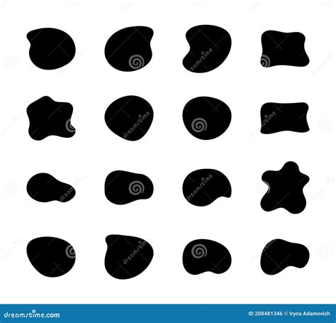 Blob Shapes Vector Set Organic Abstract Splodge Elemets Monochrome Collection Stock Vector