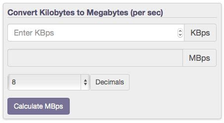 Data Rate Conversion From Kilobytes Per Second To Megabytes Per Second KBps To MBps With