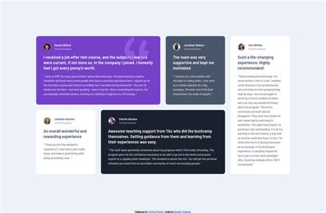Frontend Mentor Testimonial Section Using Css Grid Coding Challenge