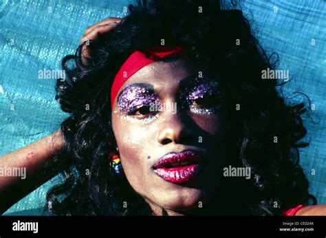A Black Transvestite In Heavy Makeup At The Annual Lgbt Tel Aviv Pride