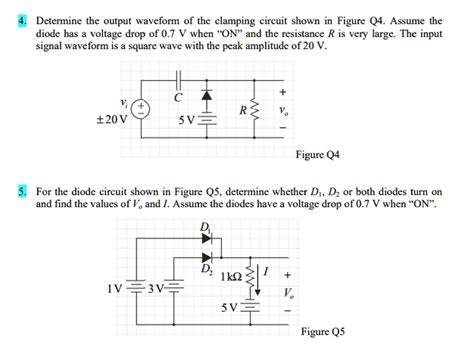solved q5 please 4 determine the output waveform of the clamping