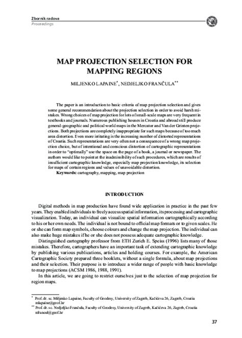 Pdf Map Projection Selection For Mapping Regions