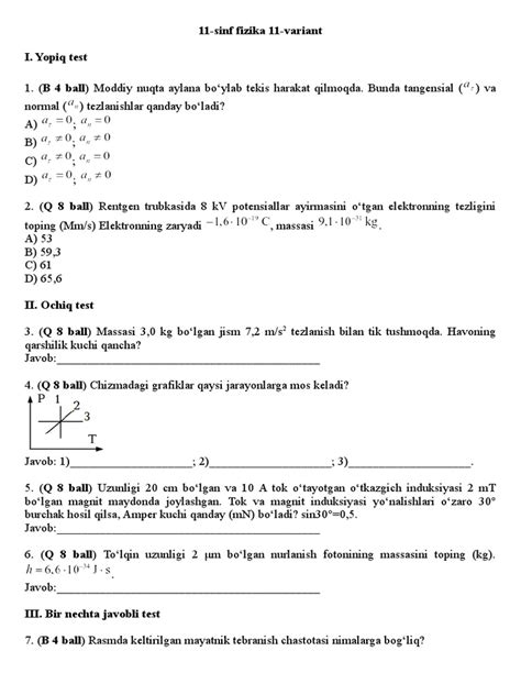 11 Variant 11 Sinf Fizika Pdf
