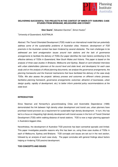 Pdf Delivering Successful Tod Projects