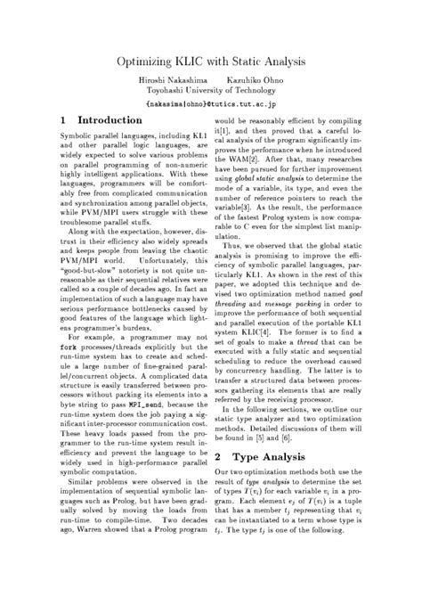 Pdf Optimizing Klic With Static Analysis