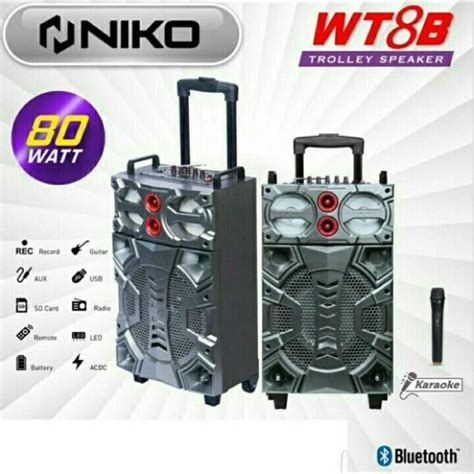 Promo Wooden Trolley Speaker Ac Dc Niko Bluetooth 8 100 Watt Wt 8b