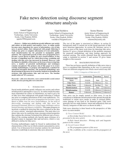 Fake News Detection Using Discourse Segment Structure Analysis Pdf