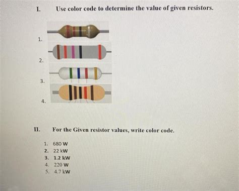 Solved Use Color Code To Determine The Value Of Given Chegg