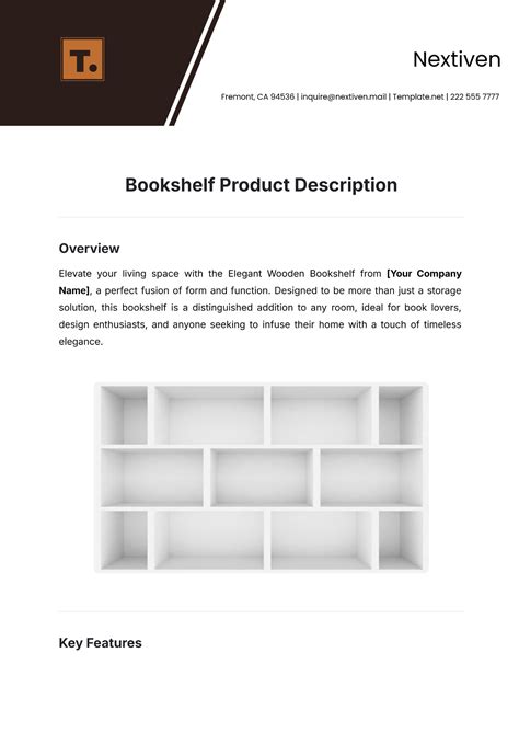 Free Bookshelf Product Description Template To Edit Online