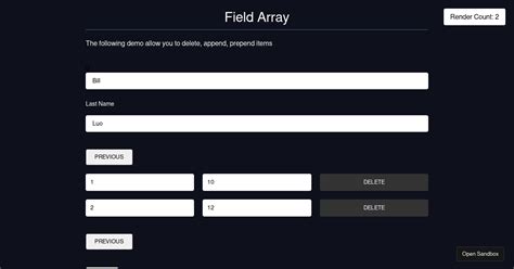 React Hook Form Usefieldarray Forked Codesandbox