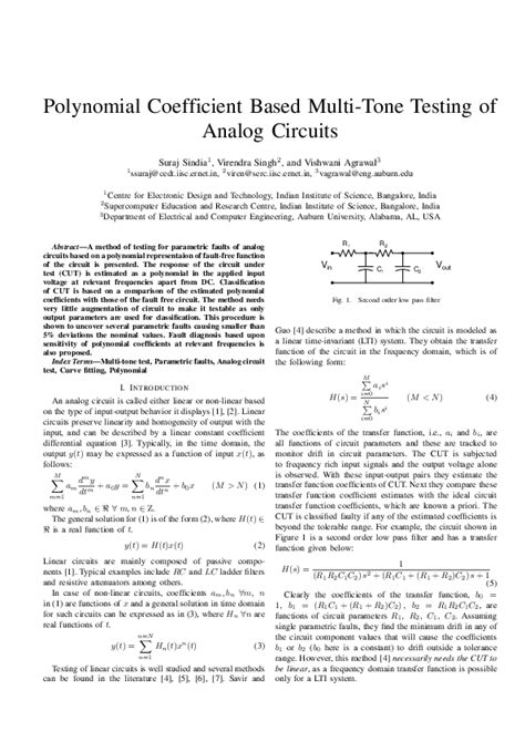 Pdf Polynomial Coefficient Based Multi Tone Testing Of Analog Circuits