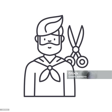 재단 아이콘 선형 격리 일러스트레이션 씬 라인 벡터 웹 디자인 사인 흰색 배경에 편집 가능한 스트로크가 있는 개요 개념 기호 가위에 대한 스톡 벡터 아트 및 기타 이미지