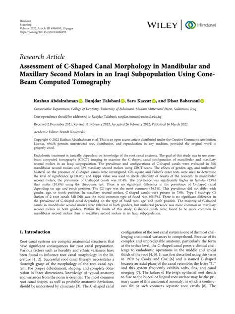 Pdf Assessment Of C Shaped Canal Morphology In Mandibular And Maxillary Second Molars In An