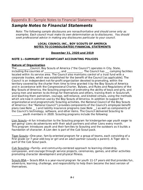 Sample Notes To Financial Statements Doc Template Pdffiller