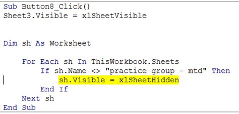 Excel Hideunhide Sheets Vba Stack Overflow