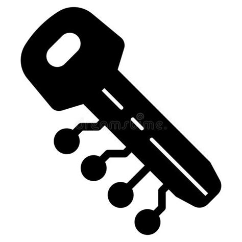 Electronic Key With Connections Solid Icon Digital Security Concept Vector Graphics Stock