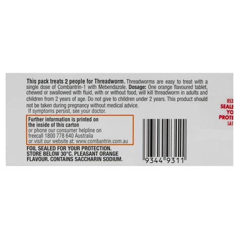 Combantrin 6 Tablets For Threadworm Roundworm And Hookworm Scowns